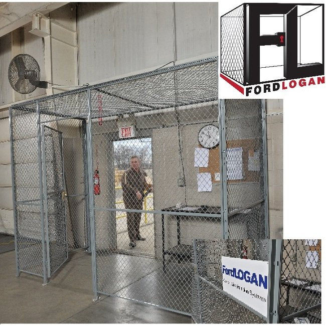 20ft x 15ft x 8ft Pre-Engineered 2-Sided Woven Wire Mesh Security Cage ...